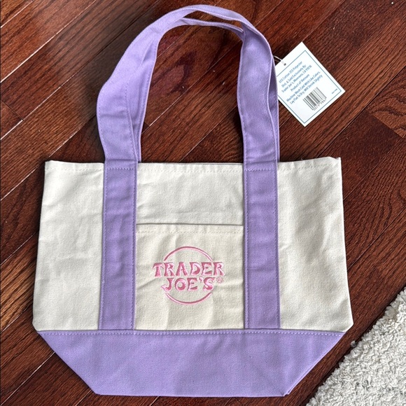 trader joe’s | Bags | Trader Joes Mini Purple And Cream Tote Bag | Poshmark